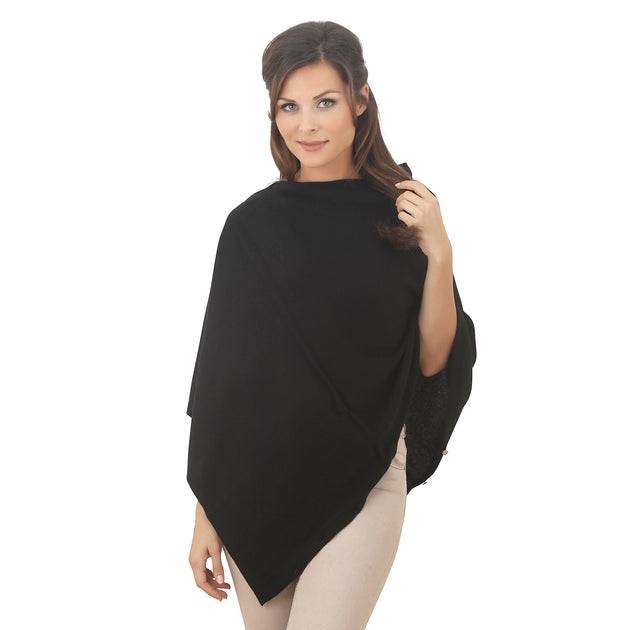 Cashmere Poncho Black – MAC AND LOU